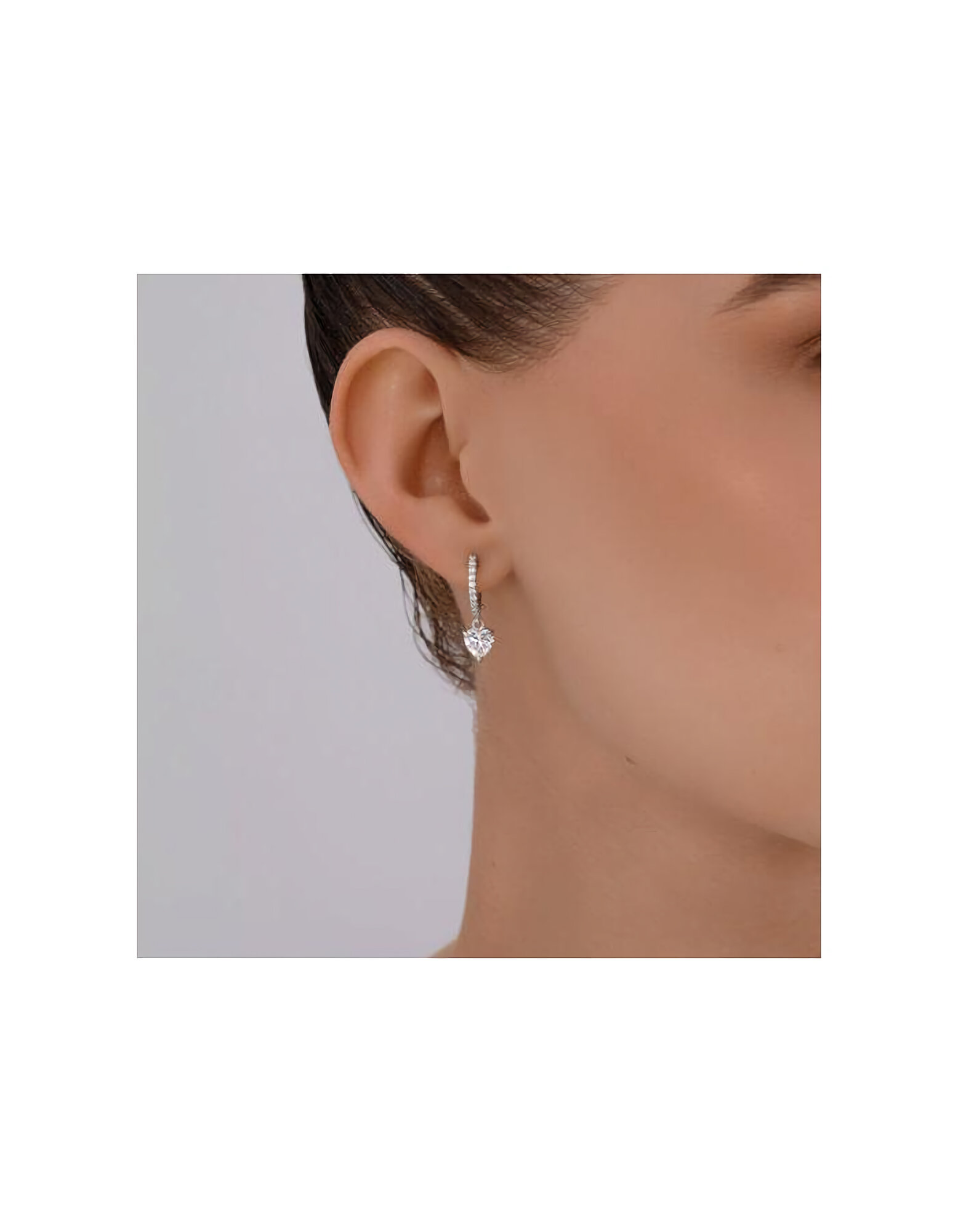 Серьги с подвесками серебро, 925 проба, родирование, фианит, длина 2.5 см, , серебристый — фото 1