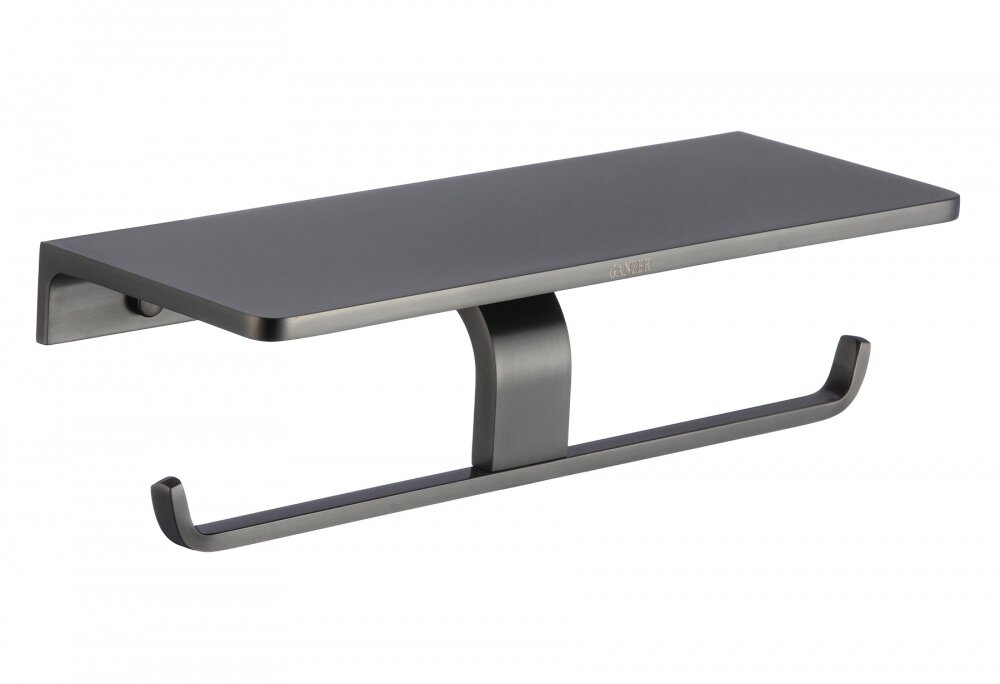 Держатель для туалетной бумаги двойной с полкой графит Ganzer GZ88035-Q