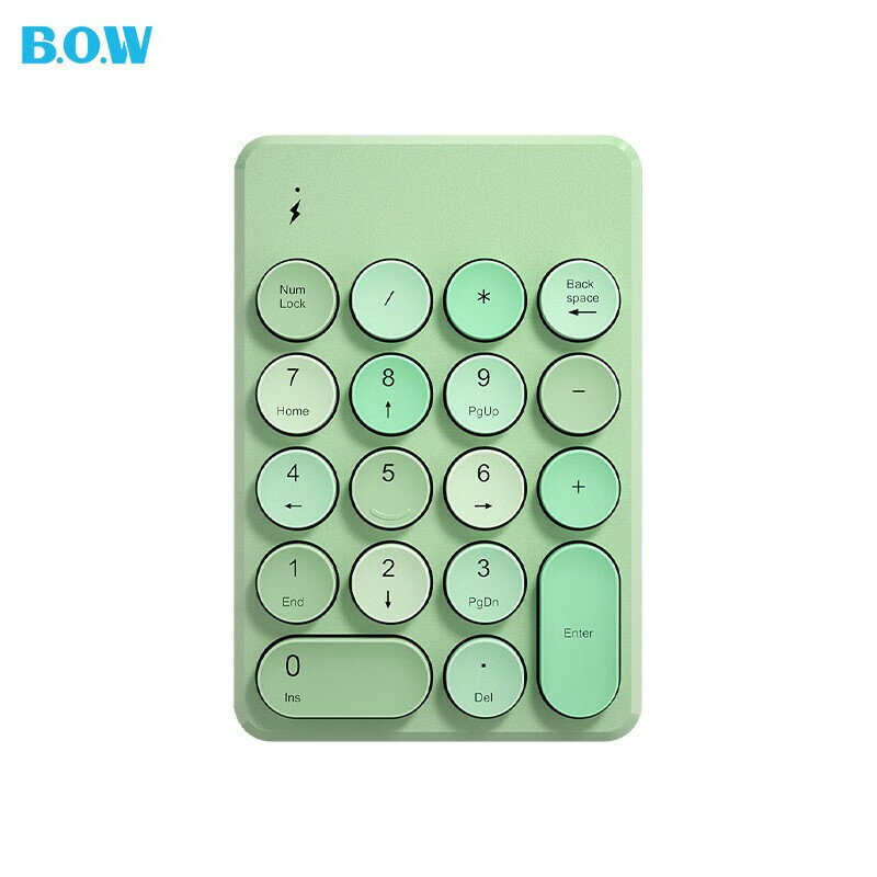 Hangshi (BOW) K155 Wireless Digital Keyboard, Financial Accounting Office, Retro Round Cap, External Laptop Desktop Universal Keyboard, Colorful Green