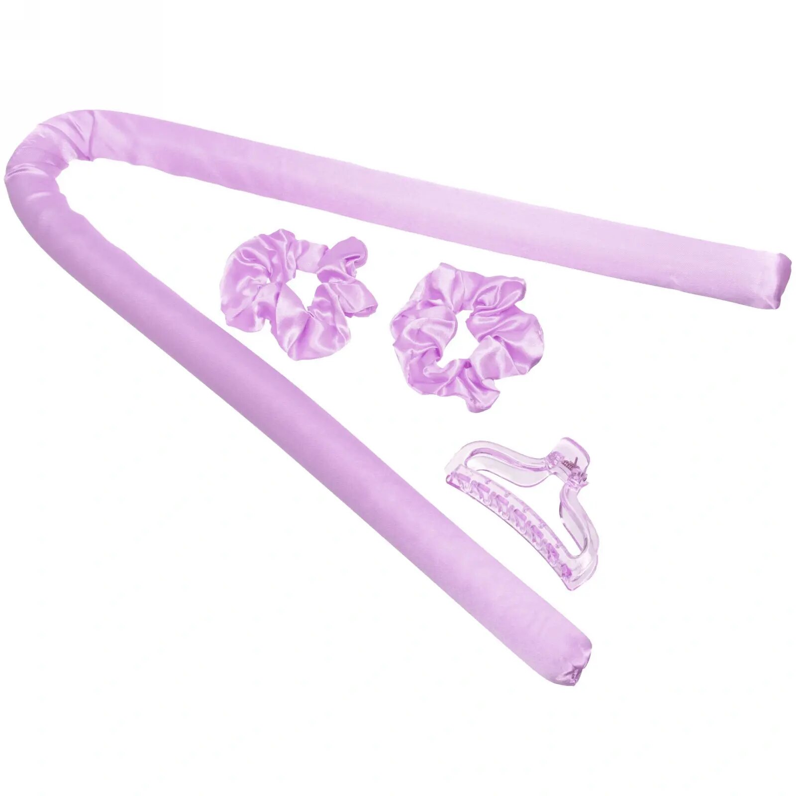 Бигуди для волос «Curling-Лавандовый раф», набор с резинками и заколкой, 22х8х5 см, пластик, текстиль