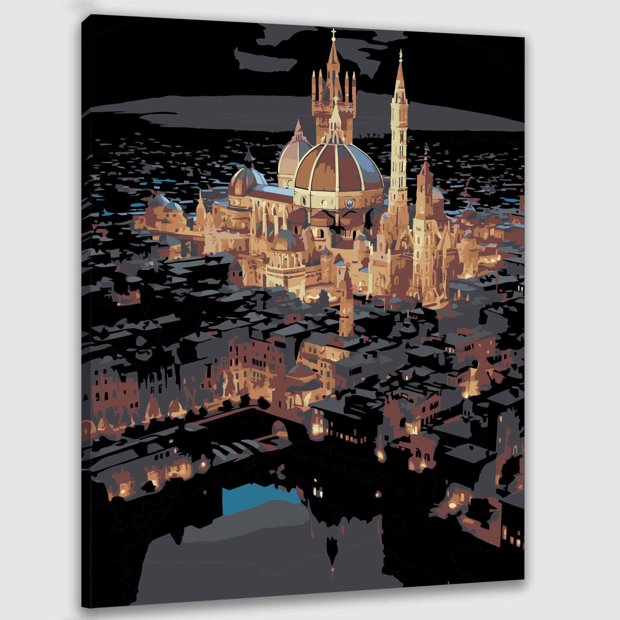 Картина по номерам 40x50 см, Флоренция, Италия, аэрофотосъемка, город, достопримечательности, исторические здания