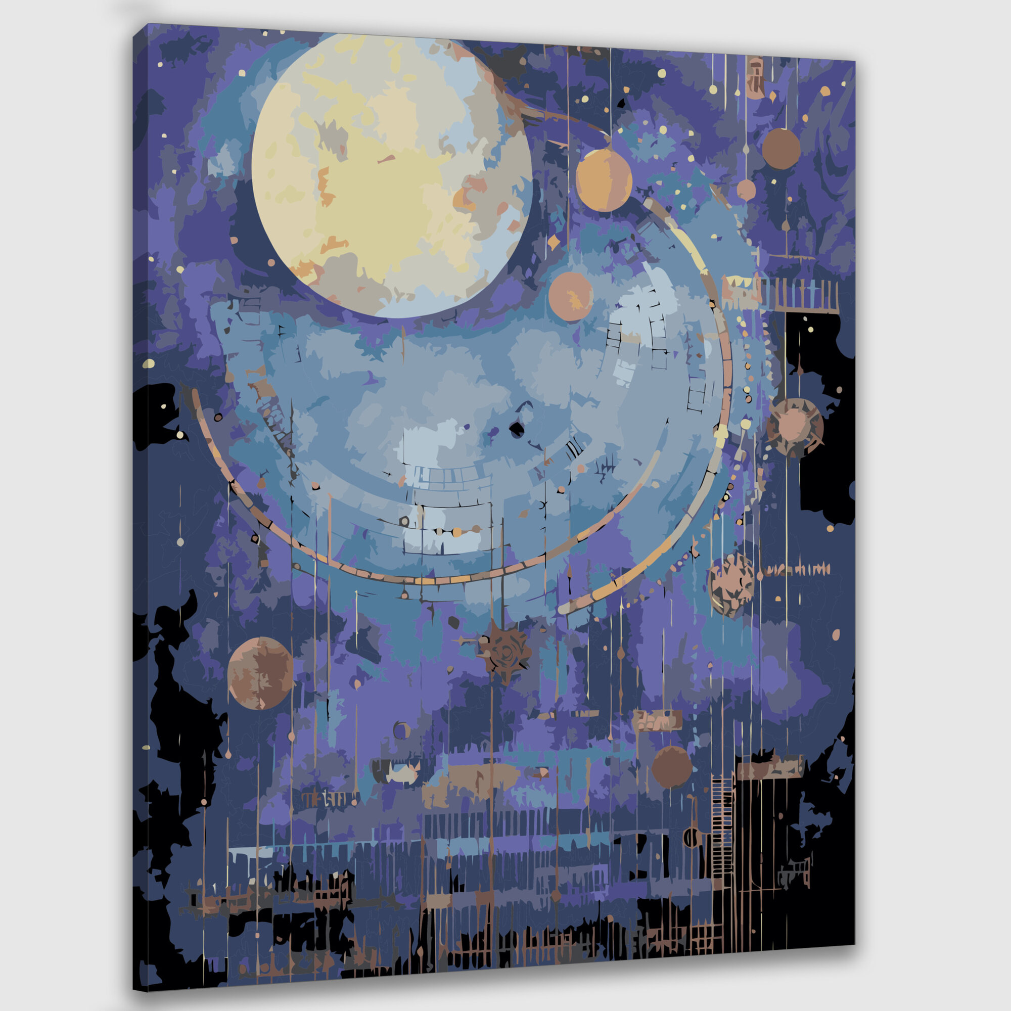Картина по номерам 40x50 см, художественное произведен, смешанная техника, лунное покровительство, коллаж, фазы Луны