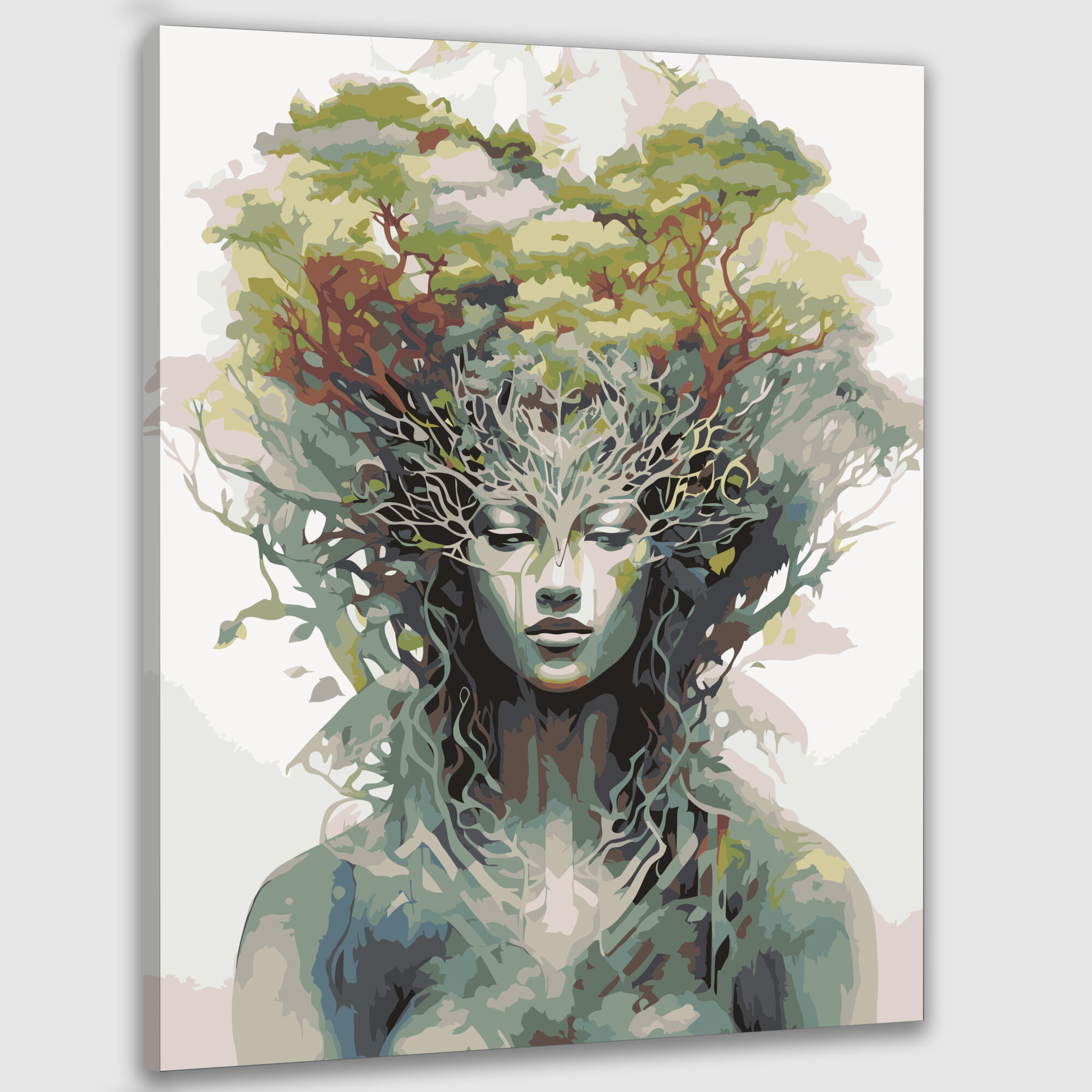 Картина по номерам 40x50 см, акварельная иллюстрация, шаманская сила природы, яркие оттенки, тонкий мазок