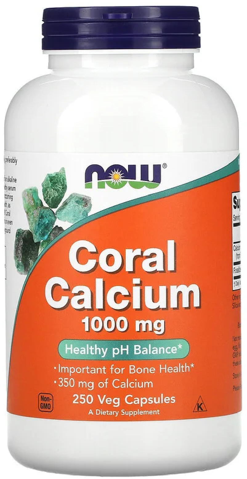 NOW Foods, Coral Calcium, кальций из кораллов, 1000 мг, 250 растительных капсул