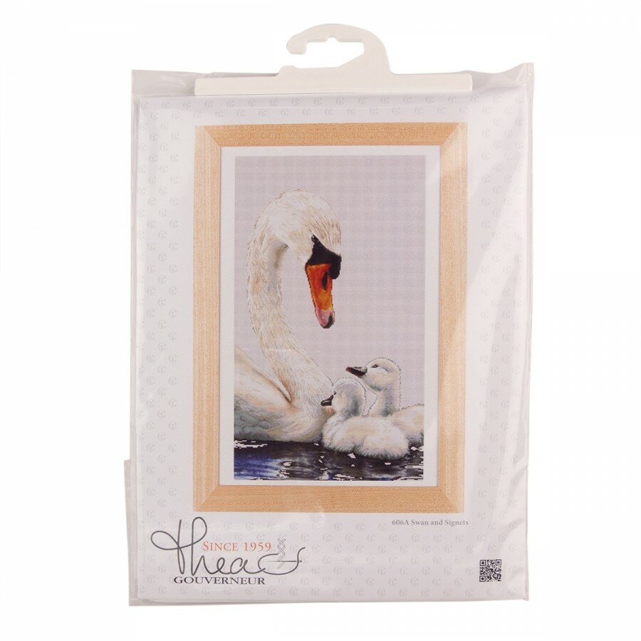 Набор для вышивания Лебедь, канва Aida 16 ct 35 х 55 см THEA GOUVERNEUR 606A