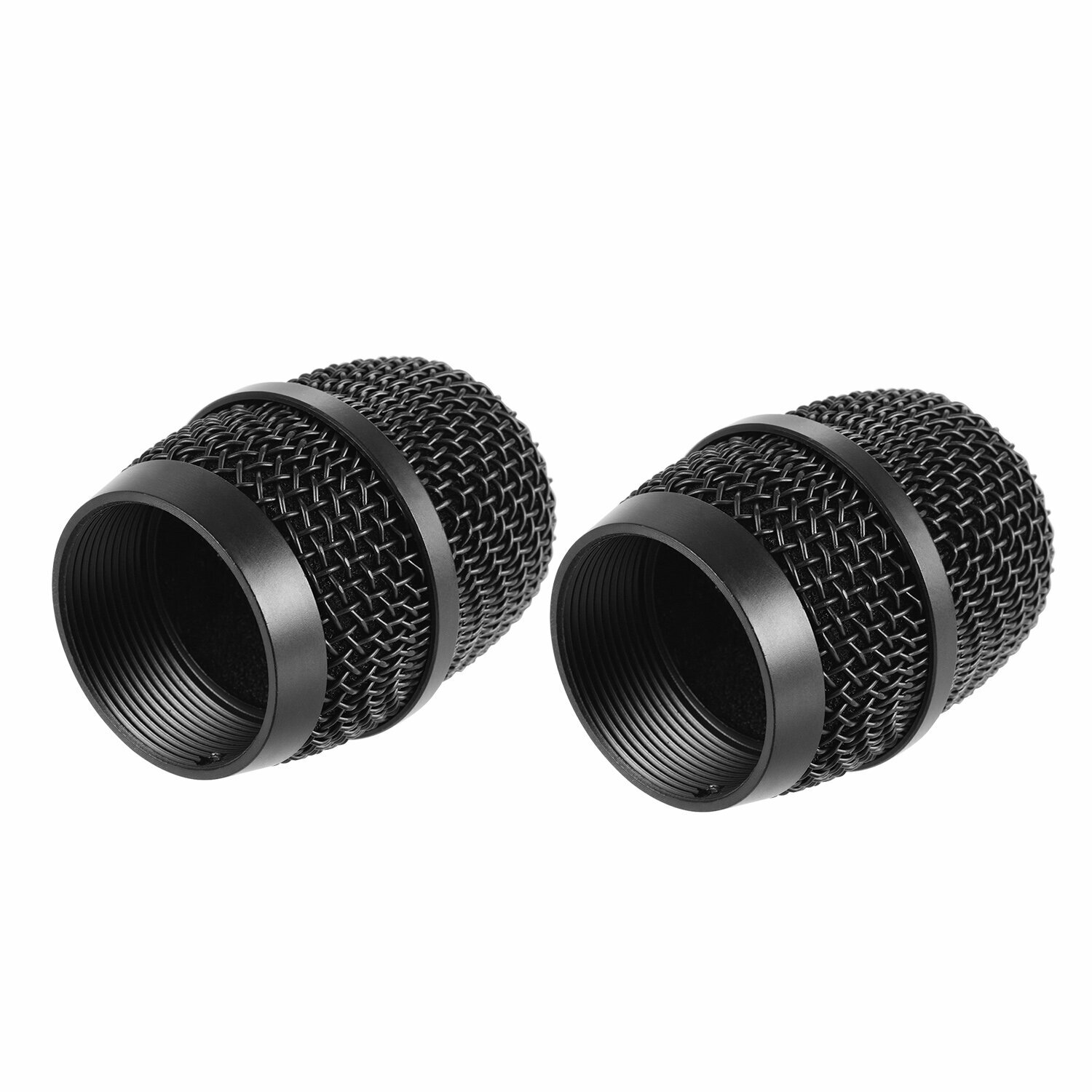 Metal Microphone Mesh Grille Replacement with Interior Foam Windscreen Pop Filter Compatible BBS K100/K200/K300/4100/4500 Wireless Microphones Black Pack of 2pcs