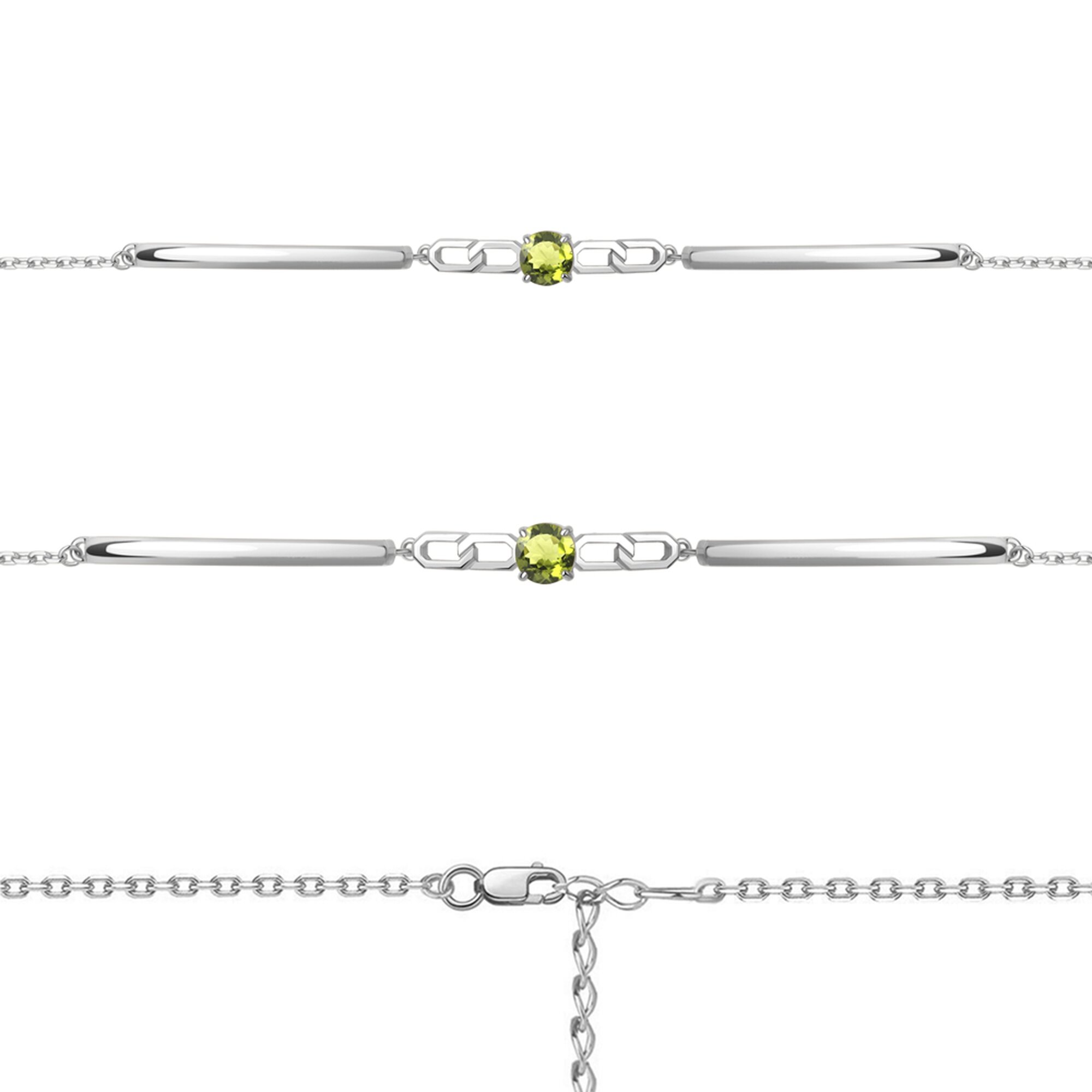 Браслет, серебро, 925 проба, родирование, хризолит