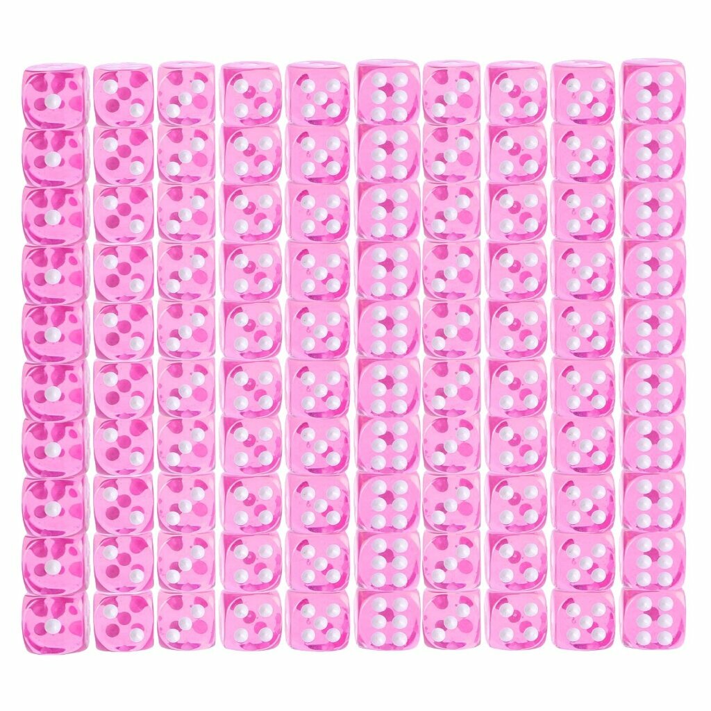 100 штук, круглые кубики диаметром 12 мм-прозрачные розово-красные