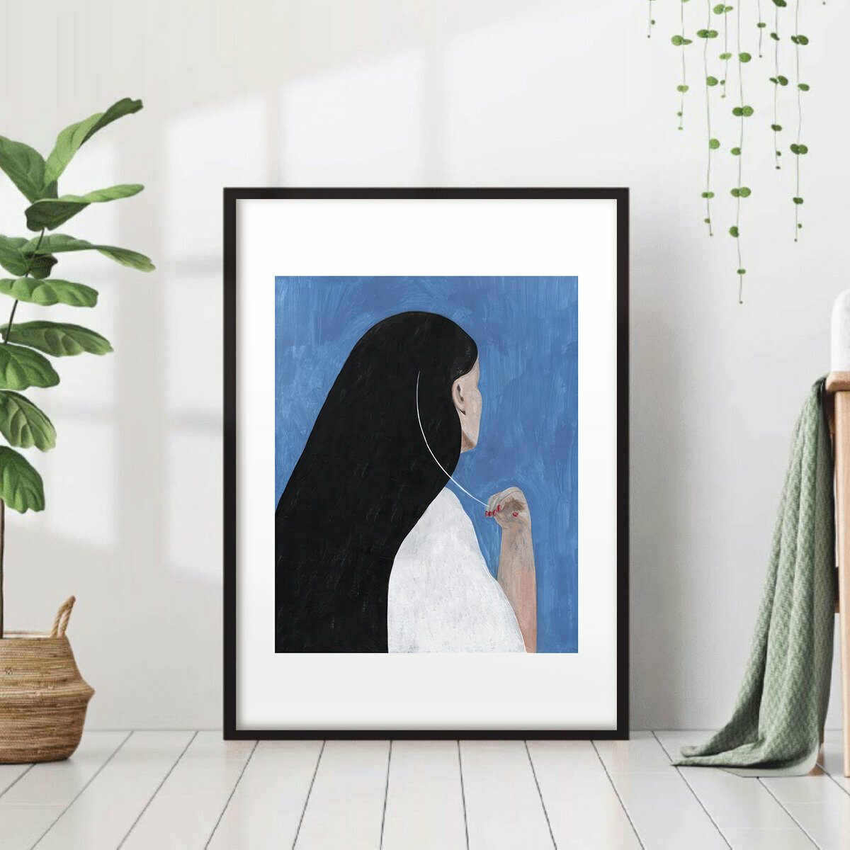 Постер "Абстракция девушка со спины" 50x70 в черной рамке на стену для интерьера