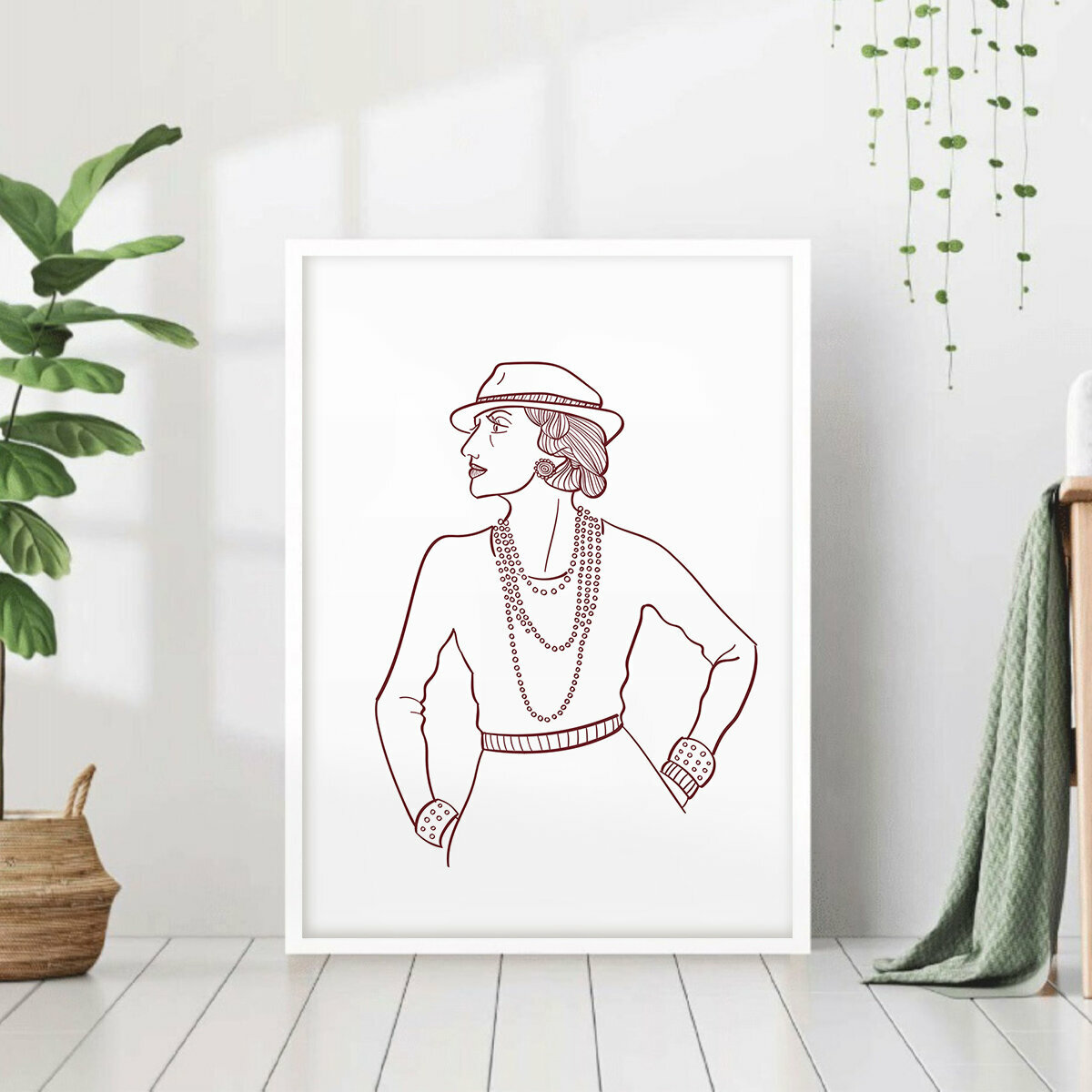 Постер "Портрет Шанель" 50x70 в белой рамке на стену для интерьера