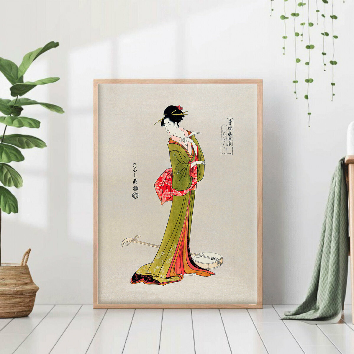 Постер "Гейша рисунок репродукция" 40x50 без рамки на стену для интерьера