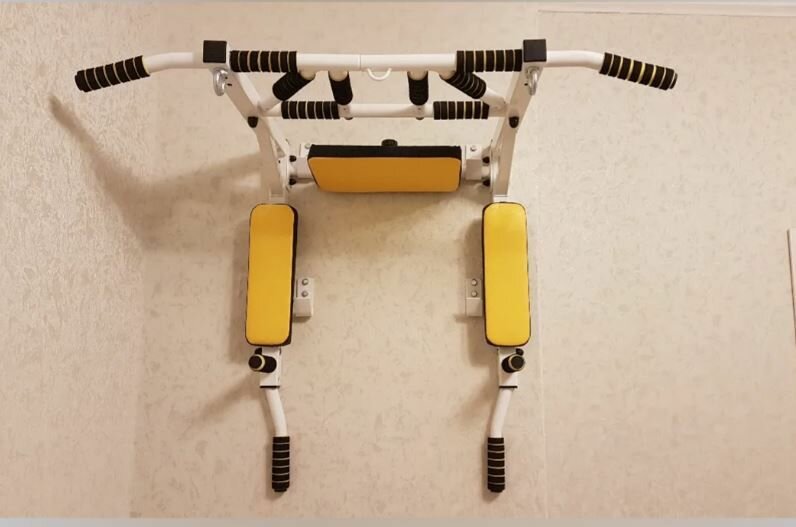 Турник Sportlim Брусья-Пресс 3в1 Мультихват Бело-желтый