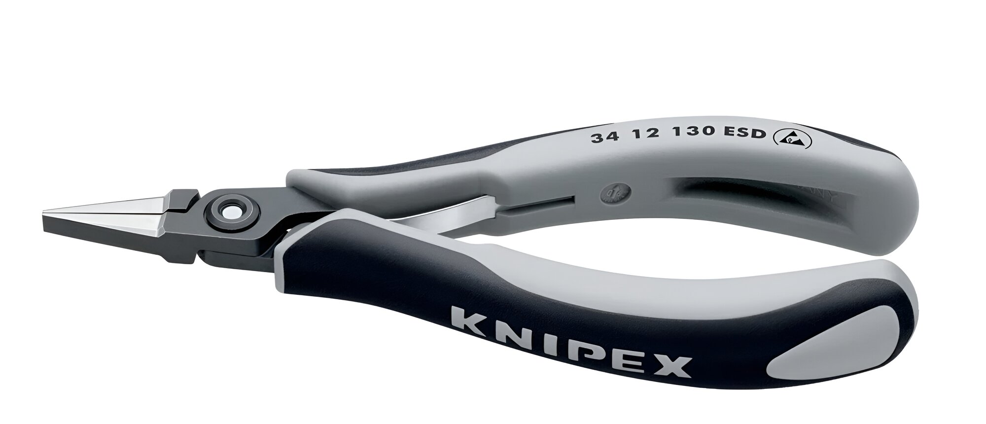 Плоскогубцы KNIPEX захватные прецизионные для электроники ESD, плоские широкие губки, 130 мм, 2-к антистатические ручки