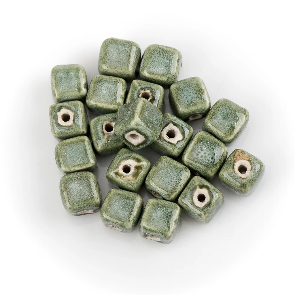 Керамические бусины Midofare квадратные 7-8/10-12 мм 20 шт Изумрудный, 7-8mm, 20pcs-A525C-A531A