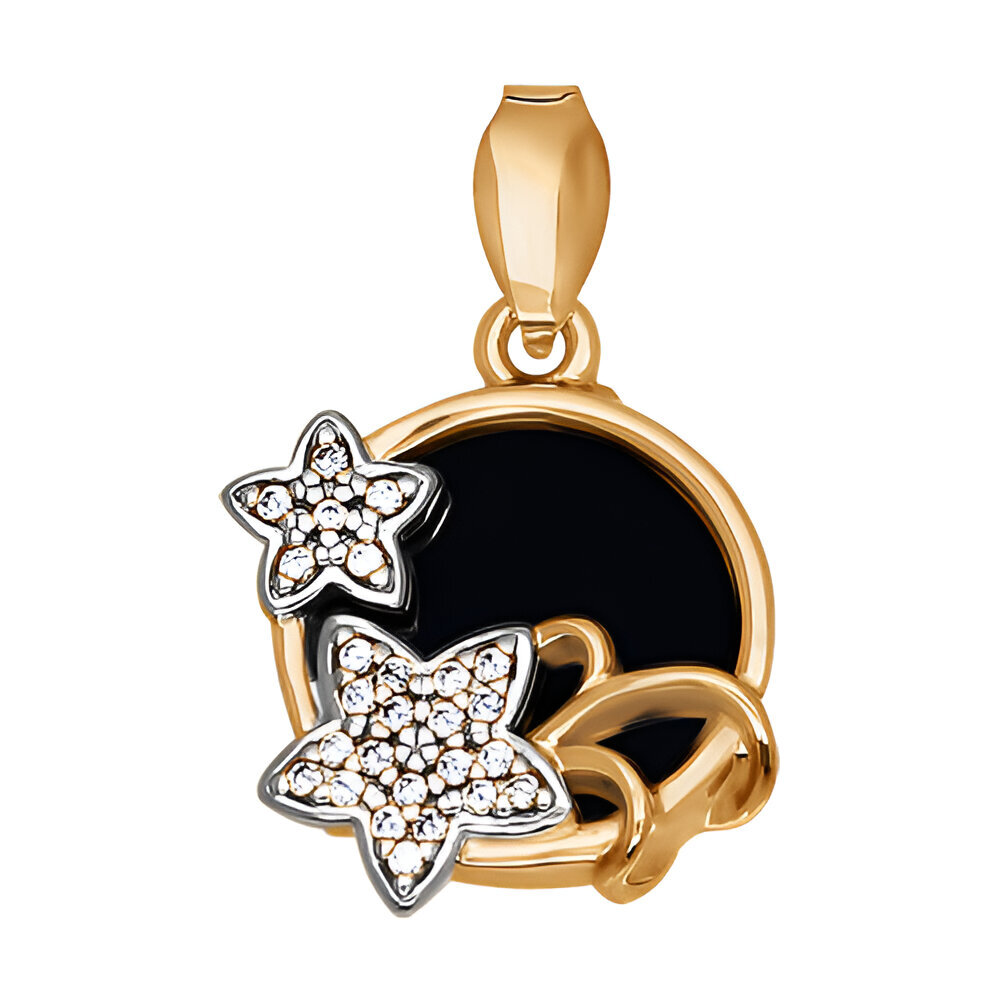 Подвеска, комбинированное золото, 585 проба, оникс