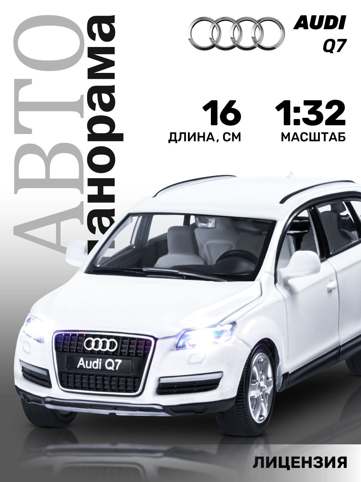 Машинка металлическая инерционная ТМ Автопанорама, Audi Q7, М1:32, свет, звук, JB1251391