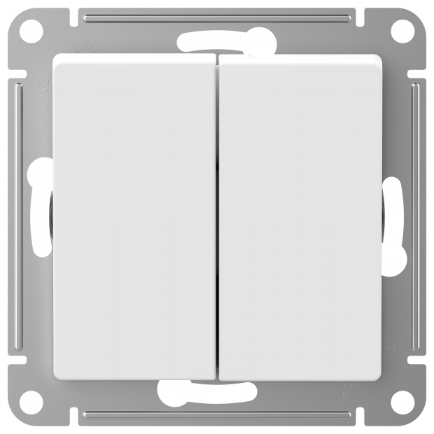 Выключатель двухклавишный AtlasDesign Aqua, цвет белый, IP44, сх.5, 10АХ