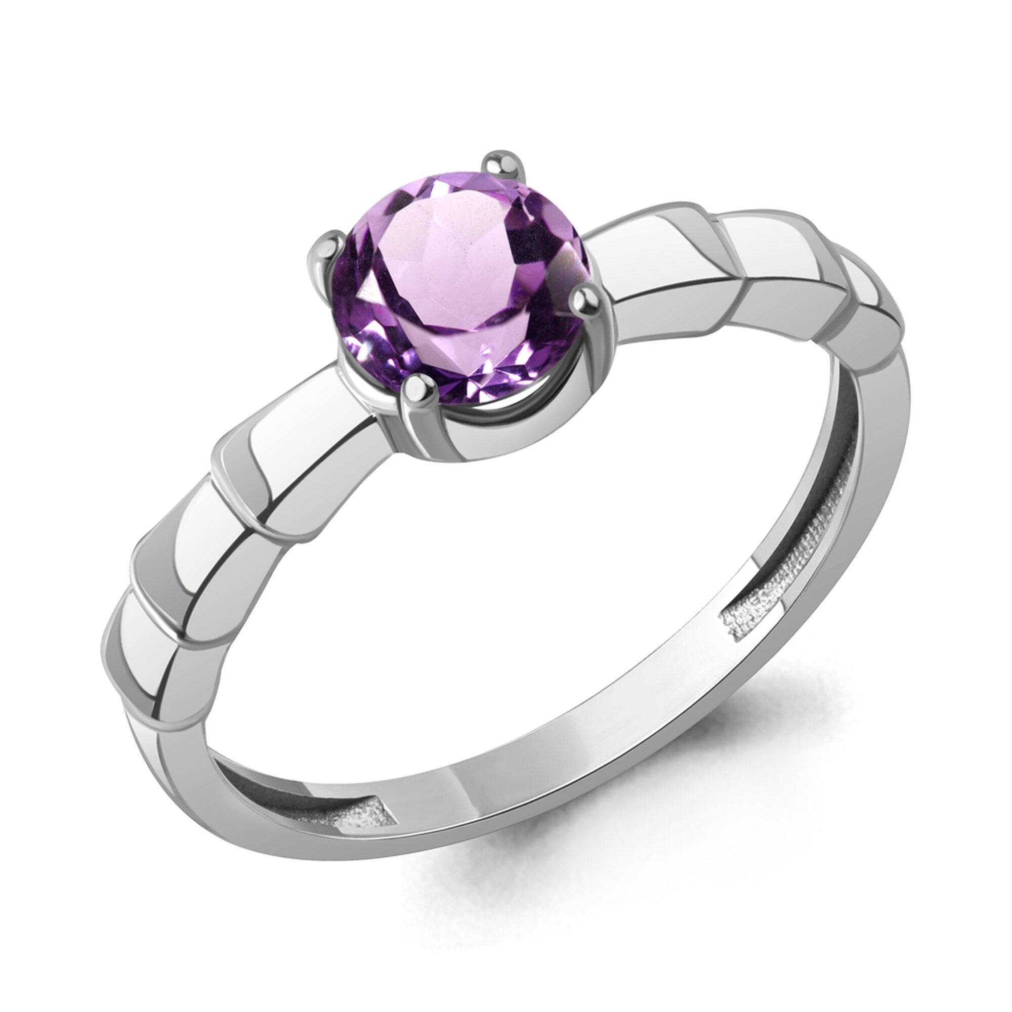 Кольцо, серебро, 925 проба, родирование, аметист