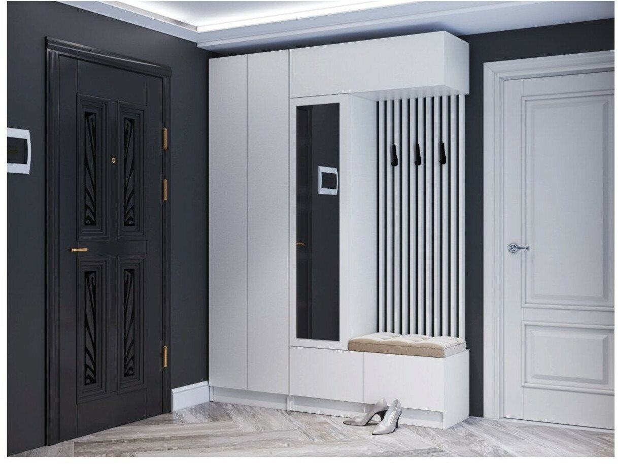 Современная Прихожая композиция 2, 160х220х400, белый (ЛДСП)