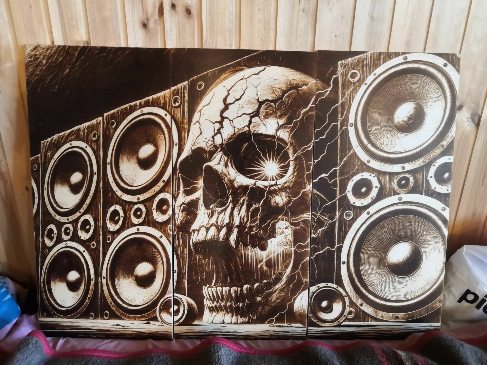 Модульная картина "Звук", дерево, 74x105 см, бежевая, коричневая