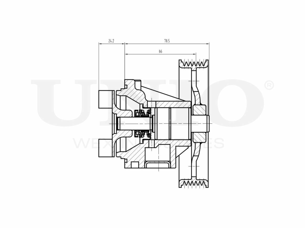 Помпа, водяной насос, для Опель Астра H, J 05-, Корса D 06-, Сузуки Свифт (ZC ZD) Opel Astra Corsa Suzuki Swift 05- артикул WAP-10074 производителя UNIO