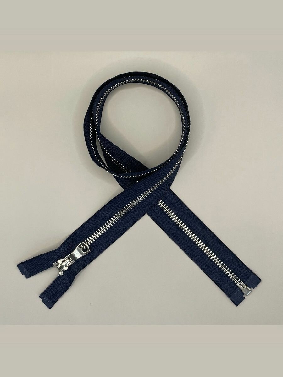 Молния(титан-легкий металл) , тип 5,80см, т. синий, зубья серебро,1 замок.1шт.