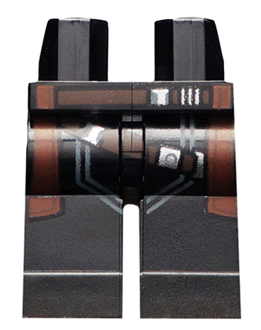 Hips and Legs with Two Reddish Brown Belts and Reddish Brown Overcoat Extension Pattern, 970c00pb0799 Black U