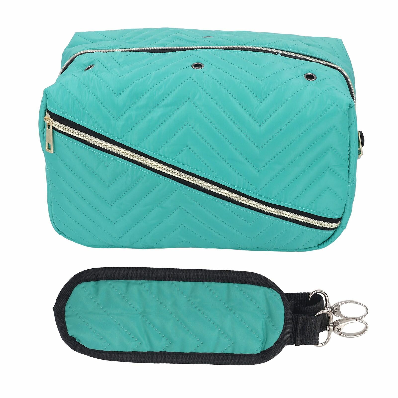 Сумка для вязания, органайзер для хранения пряжи, дорожная сумка для вязания крючком с регулируемым плечевым ремнем и люверсами зеленого цвета