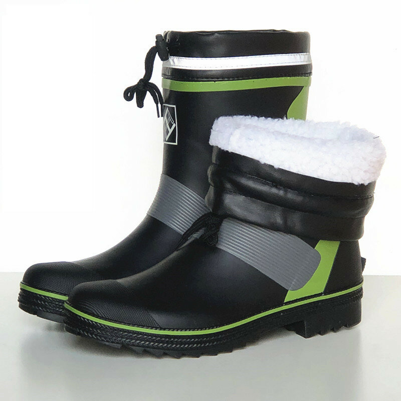 Мужские зимние мягкие резиновые сапоги, резиновые водонепроницаемые сапоги, утолщенные резиновые сапоги до середины голени, водонепроницаемые сапоги для взрослых, обувь для рыбалки, непромокаемая обувь