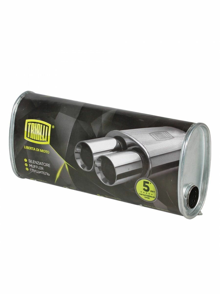 Глушитель универсальный (овальный) 131х221, L 485, d 50, смещение 62 мм, Trialli EMM3612