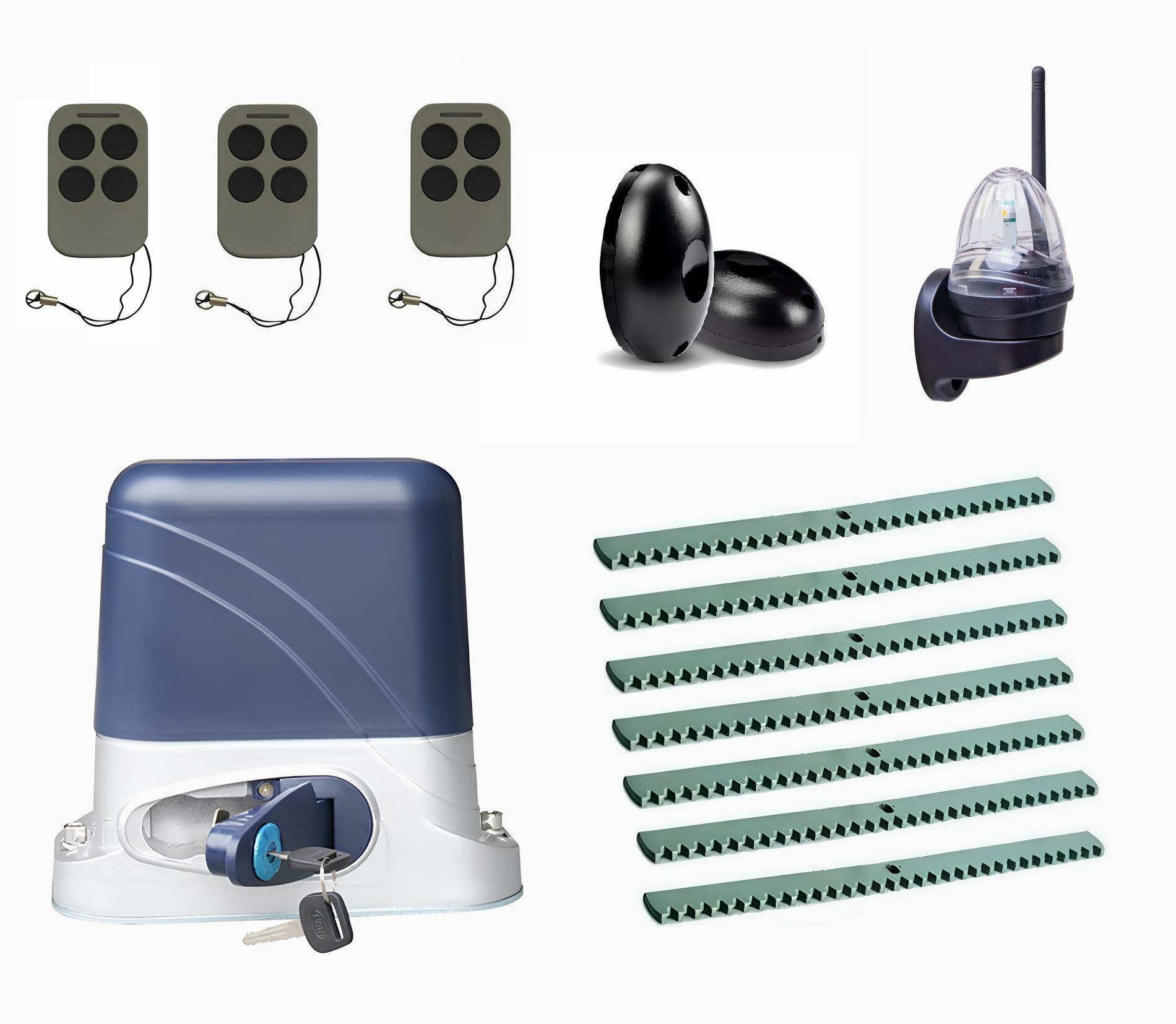 Автоматика для откатных ворот KSL-800 FULL-4K7-Т3, комплект: привод, 3 пульта, фотоэлементы, лампа, 7 реек