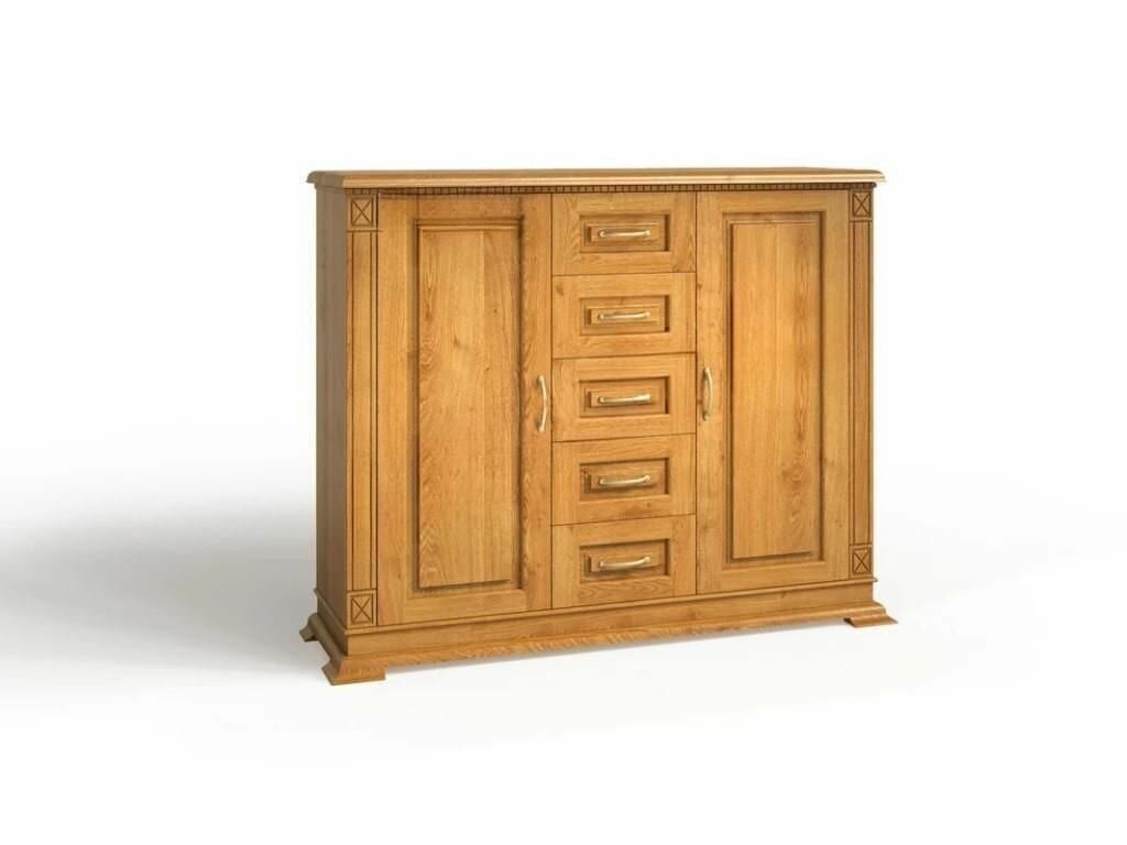 Комод Верди №142 из Массива сосны, 5 ящ, 120х45х120 см, классический орех 2