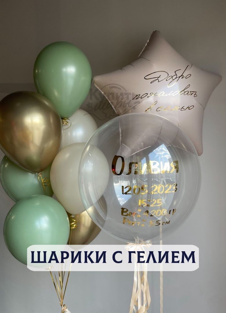 Воздушные шары с гелием, шарики воздушные на выписку для девочек №35