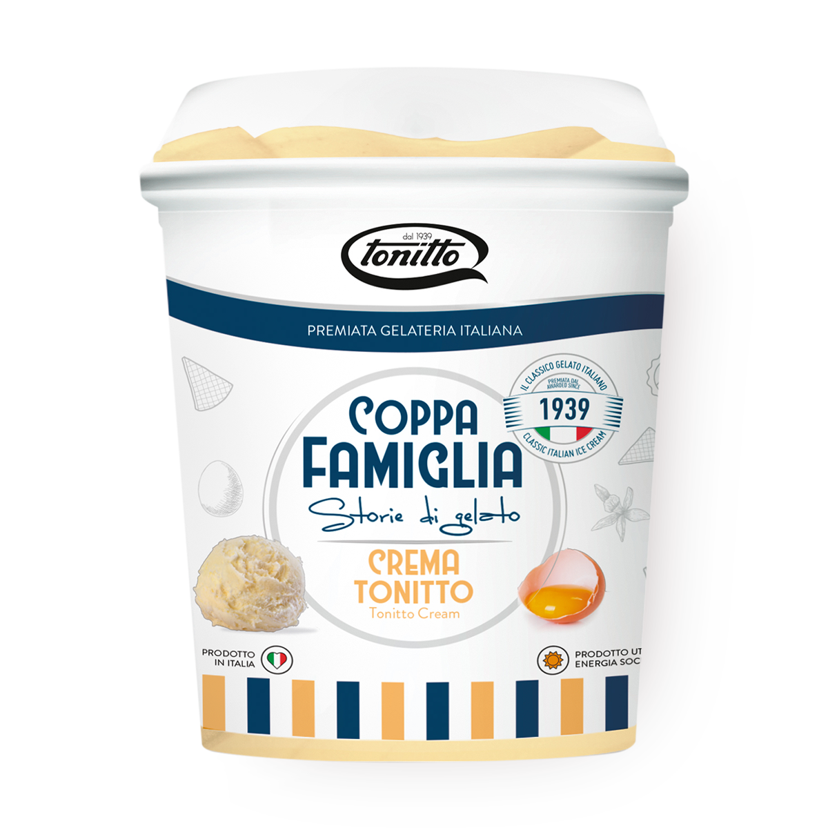 Мороженое Tonitto "Crema Coppa Famiglia", сливочное, в пластиковом стаканчике, 500 г