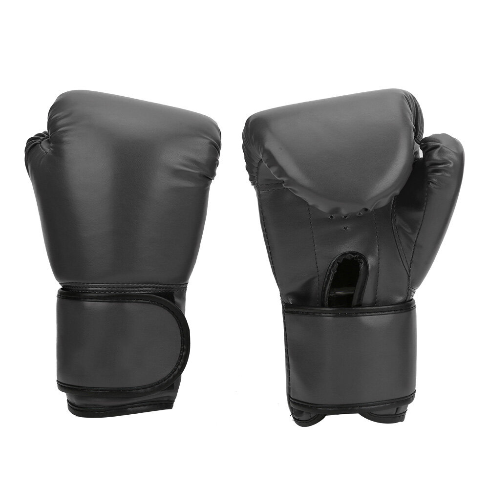 Professional PU Leather Boxing Gloves Breathable Sanda Sparring Sandbag Mitts Training EquipmentBlack