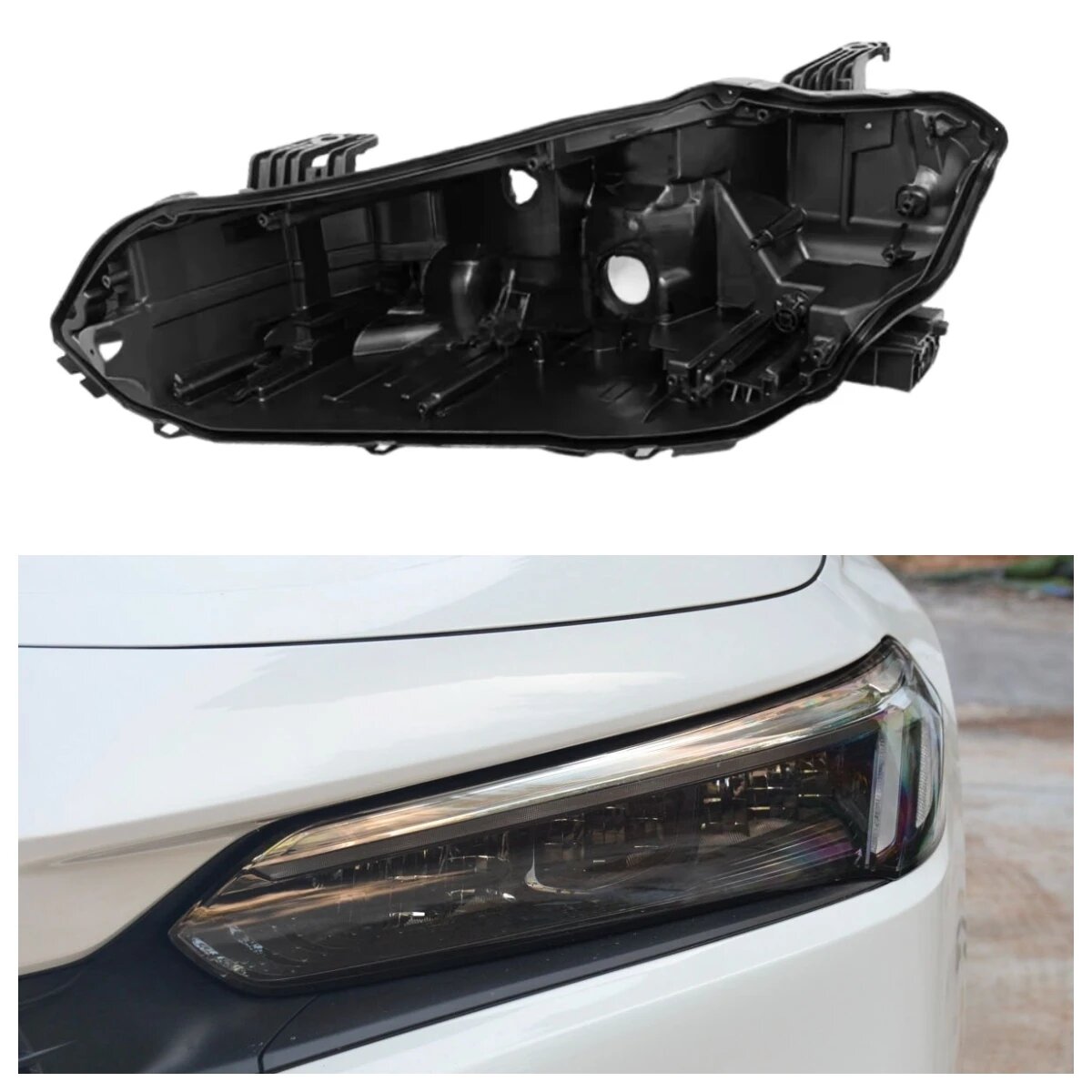 Для Honda Civic 11-го поколения 2022 2023, запасные части для салона автомобиля, линзы, фары, черный дом Left-Base