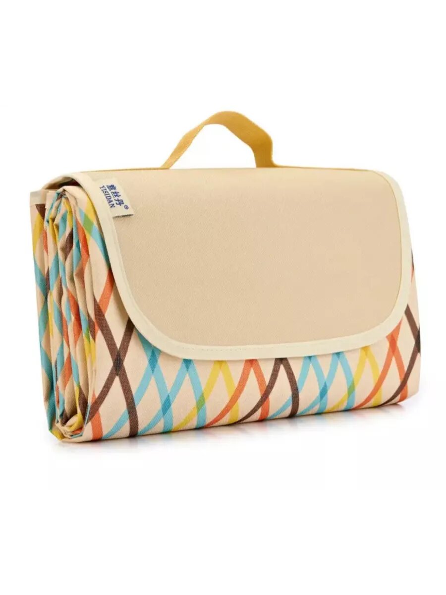 Коврик-подстилка ЮсExpress, для пляжа и пикников, бежевый, складной, водозащитный, оксфорд,200х180