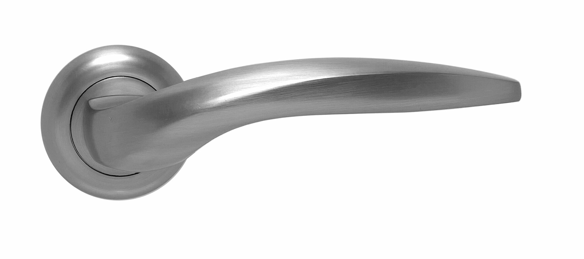 Ручка дверная для межкомнатной или входной двери PELIKAN матовый хром (круглая розетка)