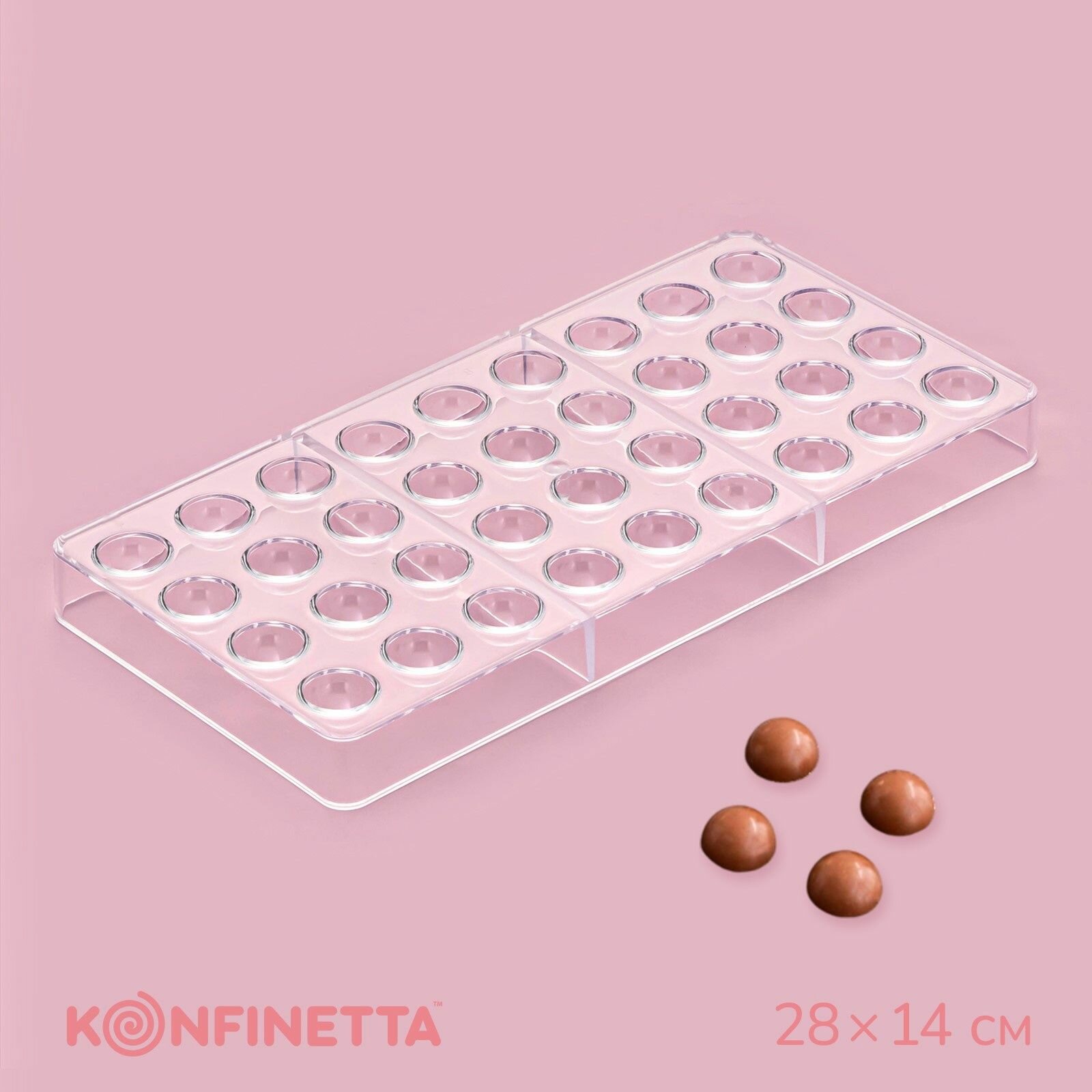 Форма для конфет и шоколада KONFINETTA Полусфера , 28 14 см, 36 ячеек 2 1 см, прозрачная, 5 шт