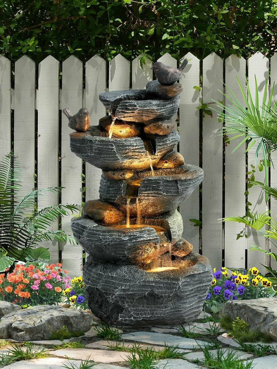 Садовая чаша для фонтана с подсветкой и солнечной батареей декоративный уличный фонтан для сада и пруда