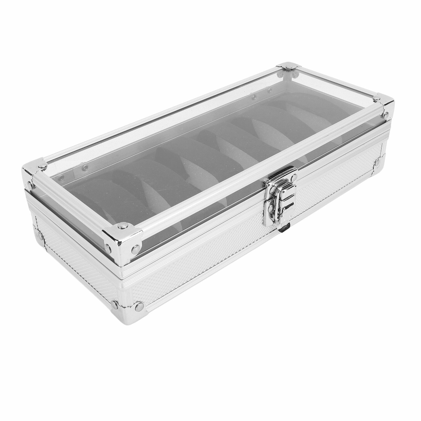 6 слотов для часов дисплей коробка фланелевый внутренний алюминиевый футляр для хранения часов с прозрачной крышкой для ювелирных часов