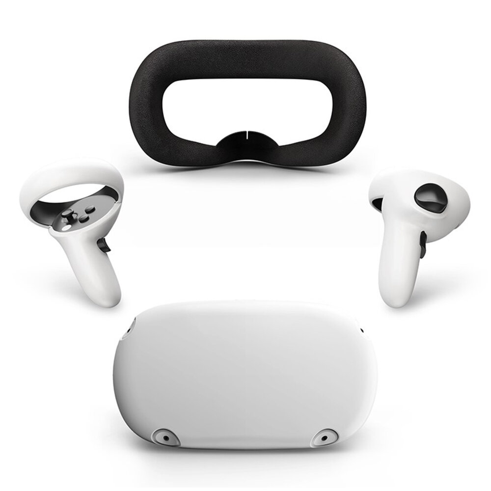 Набор аксессуаров 4-в-1 для Oculus Quest 2, чехлы для контроллеров Touch, силиконовая чехол для лица и передней панели, защитные аксессуары, белый цвет, совместимые с Meta Quest 2, 2 чехла для контроллеров, 1 чехол для лица, 1 чехол для корпуса