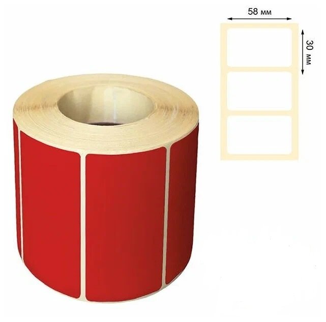 Термоэтикетка 58*30/1000 красная, втулка 40 мм