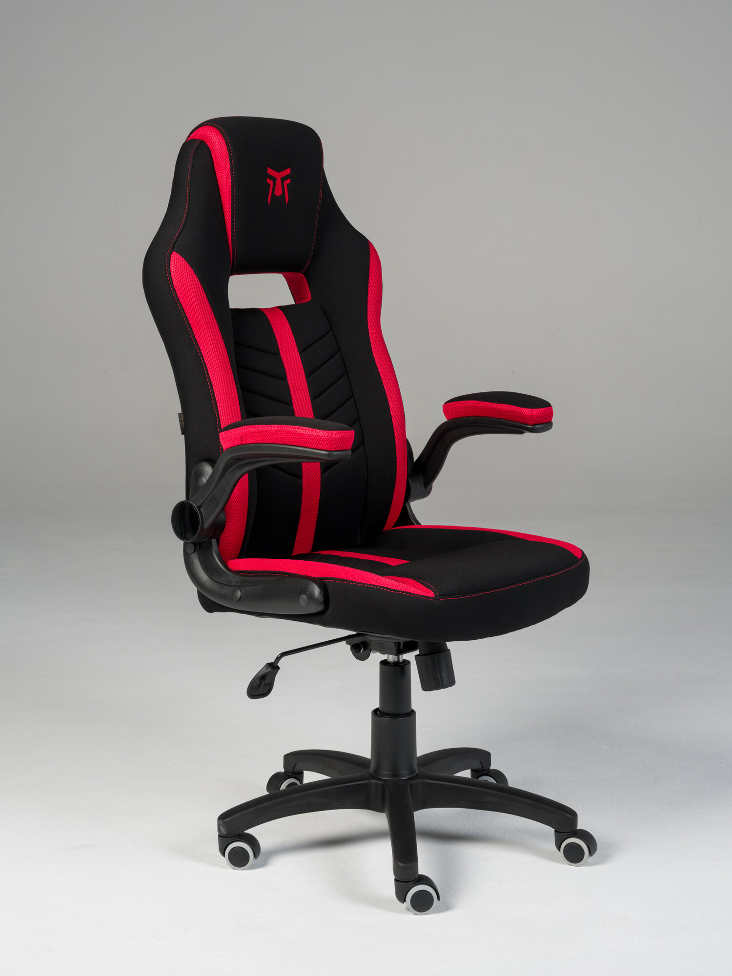 Кресло игровое VIKING красно-черное, ткань, топ-ган люкс, регулируемые подлокотники