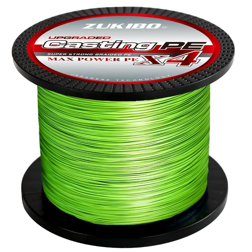 ZUKIBO плетеный шнур для рыбалки 3000 м 1000M-0.235mm-28LB, 4X-Green