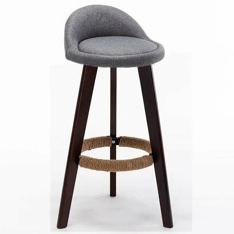 Барный стул GONCUIL, текстиль, серый, темно-коричневый, высота 70см