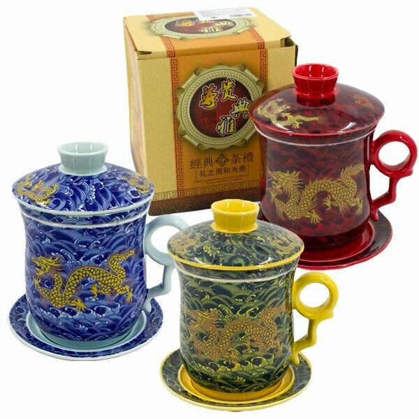 Кружка заварочная с блюдцем и ситом "Чарующая Азия", 350 мл, 3 вида, цена за 1 шт.