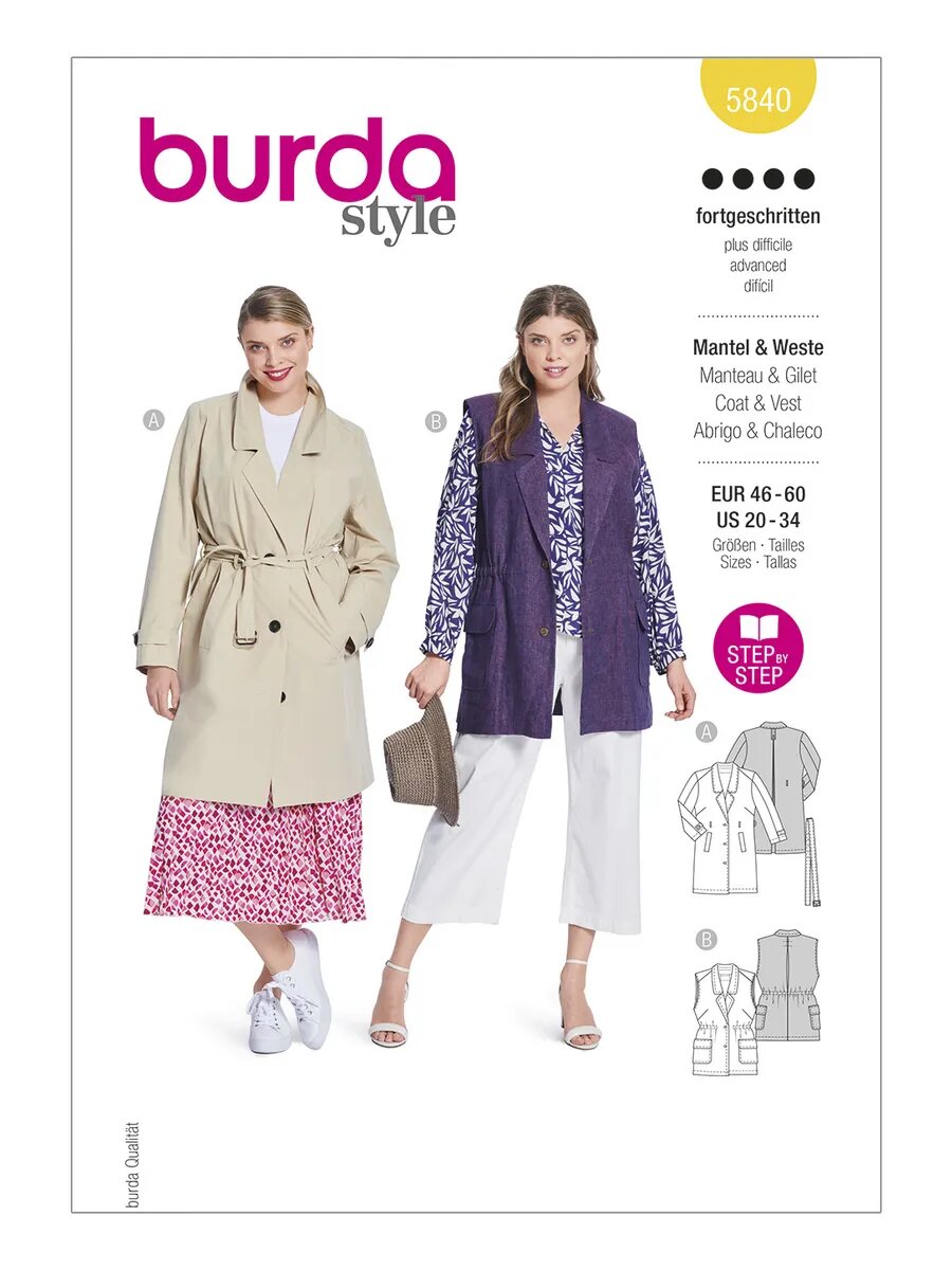Выкройка 5840 Плащ, жилет
