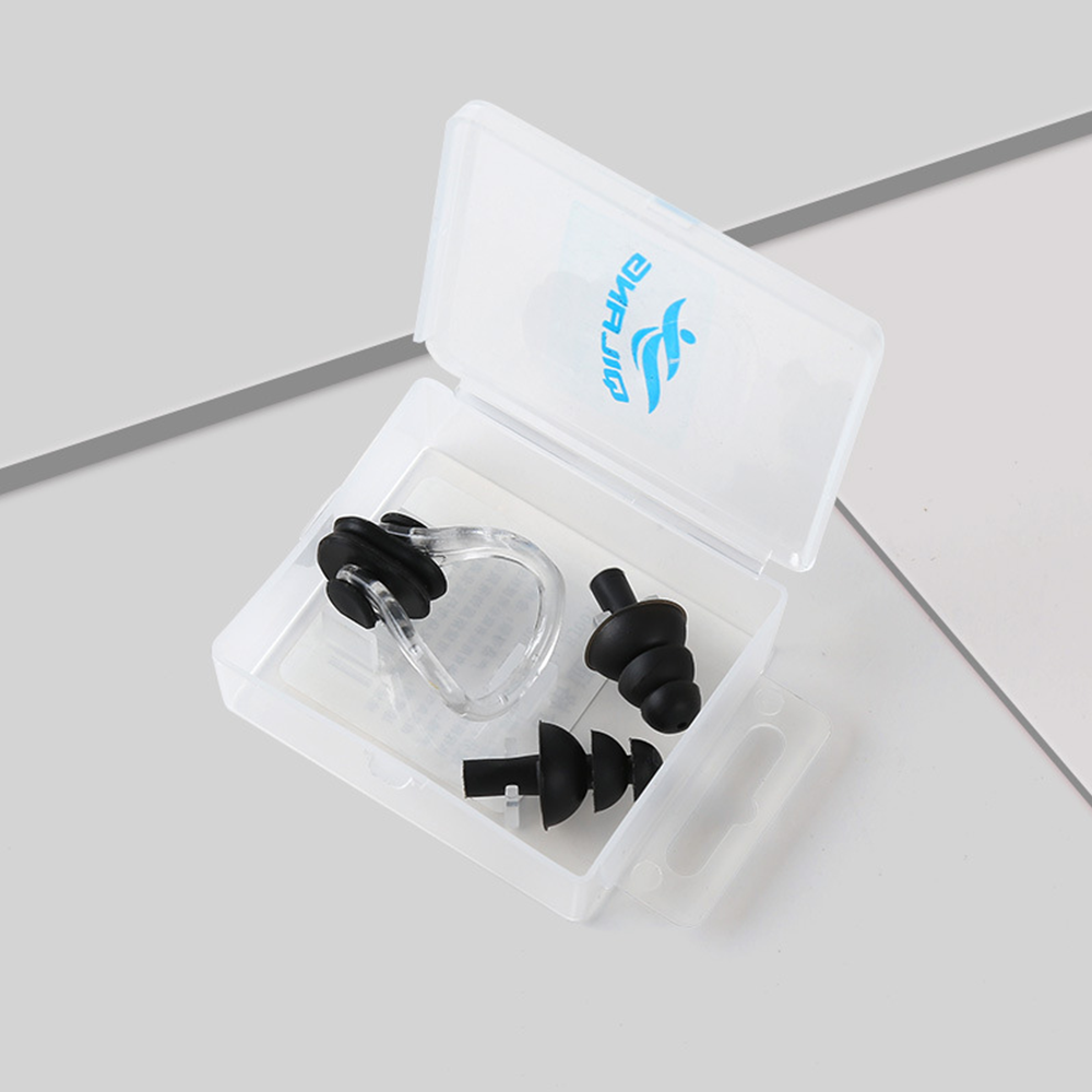 Беруши для плавания и зажим для носа для плавания, силиконовые для бассейна, набор из 1 пар, футляр в комплекте