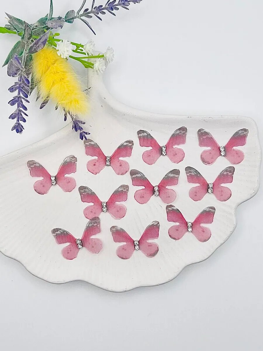 Бабочки шифоновые двухслойные (3*2см.) 10шт.